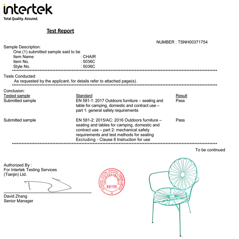 European standard certificate for outdoor furniture-Sunflower chair ...